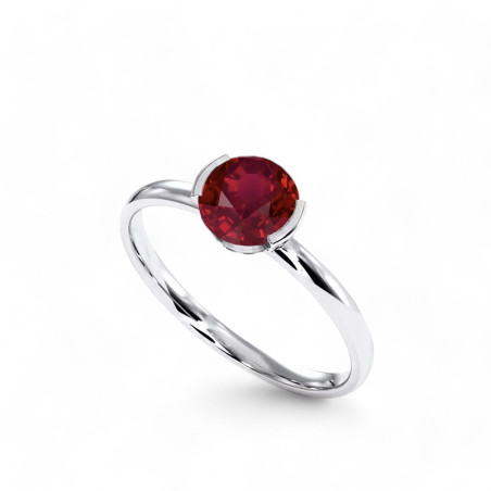 Solitaire Reine Ring with Natural Ruby – Celinni Solitaires