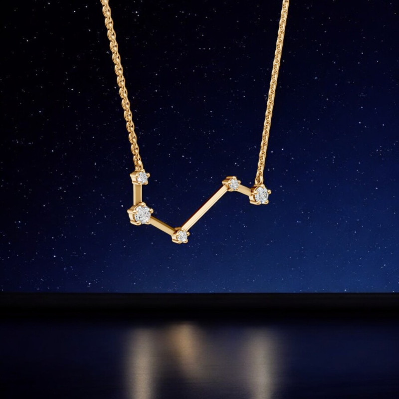 Aries Pendant in Gold and Diamonds - Astrology and Elegance