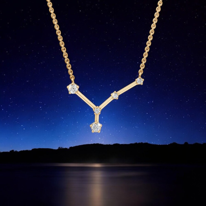 Aries Pendant in Gold and Diamonds - Astrology and Elegance
