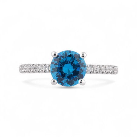 Bague Topaze Bleue Maya – Or 18K et Diamants naturels