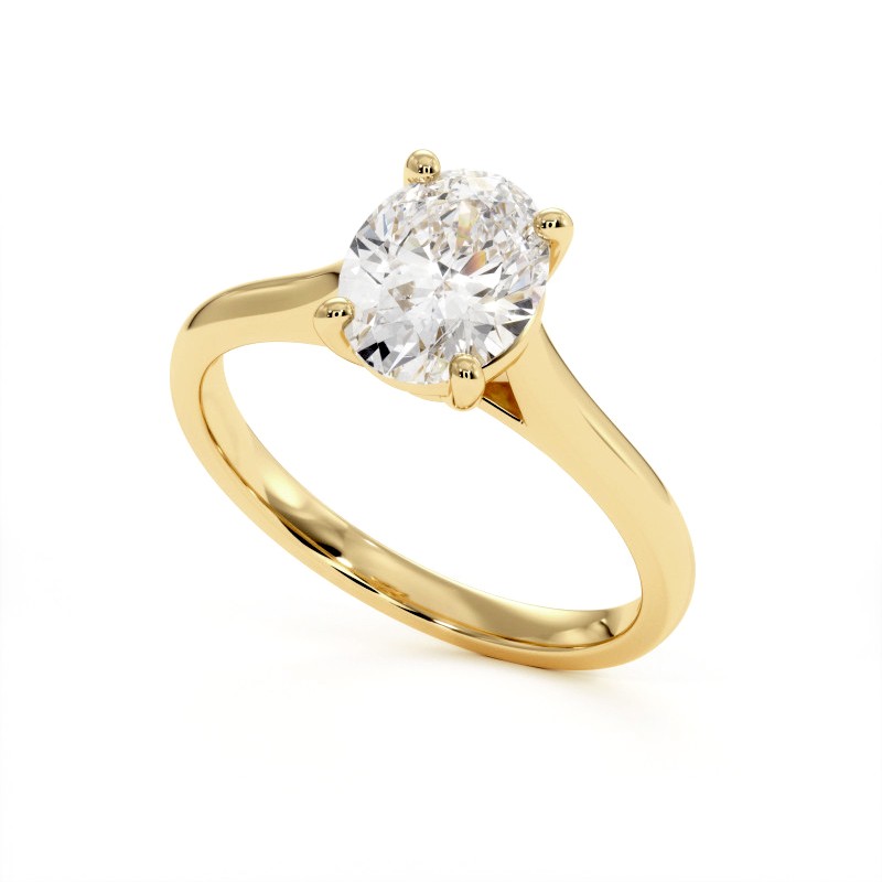 Bague Diamant Taille Ovale Promesse Or Jaune 18k - Maison Celinni