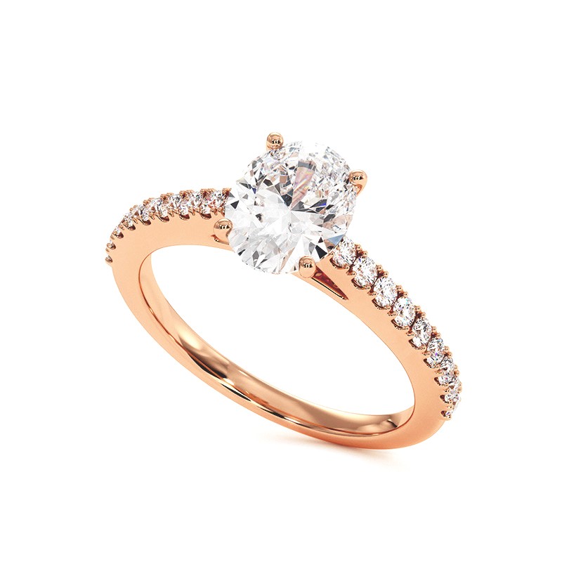 Ovale Diamanten Ring Elle 18k Rose Goud - Celinni