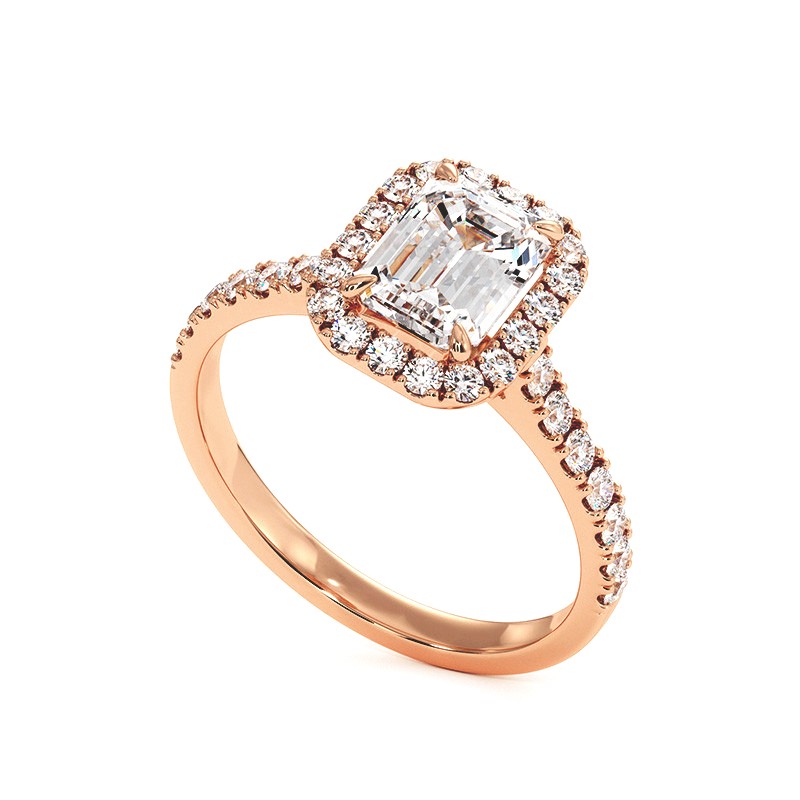 Diamanten Ring Emerald Maat Ma vie Rose Goud 18k - Celinni